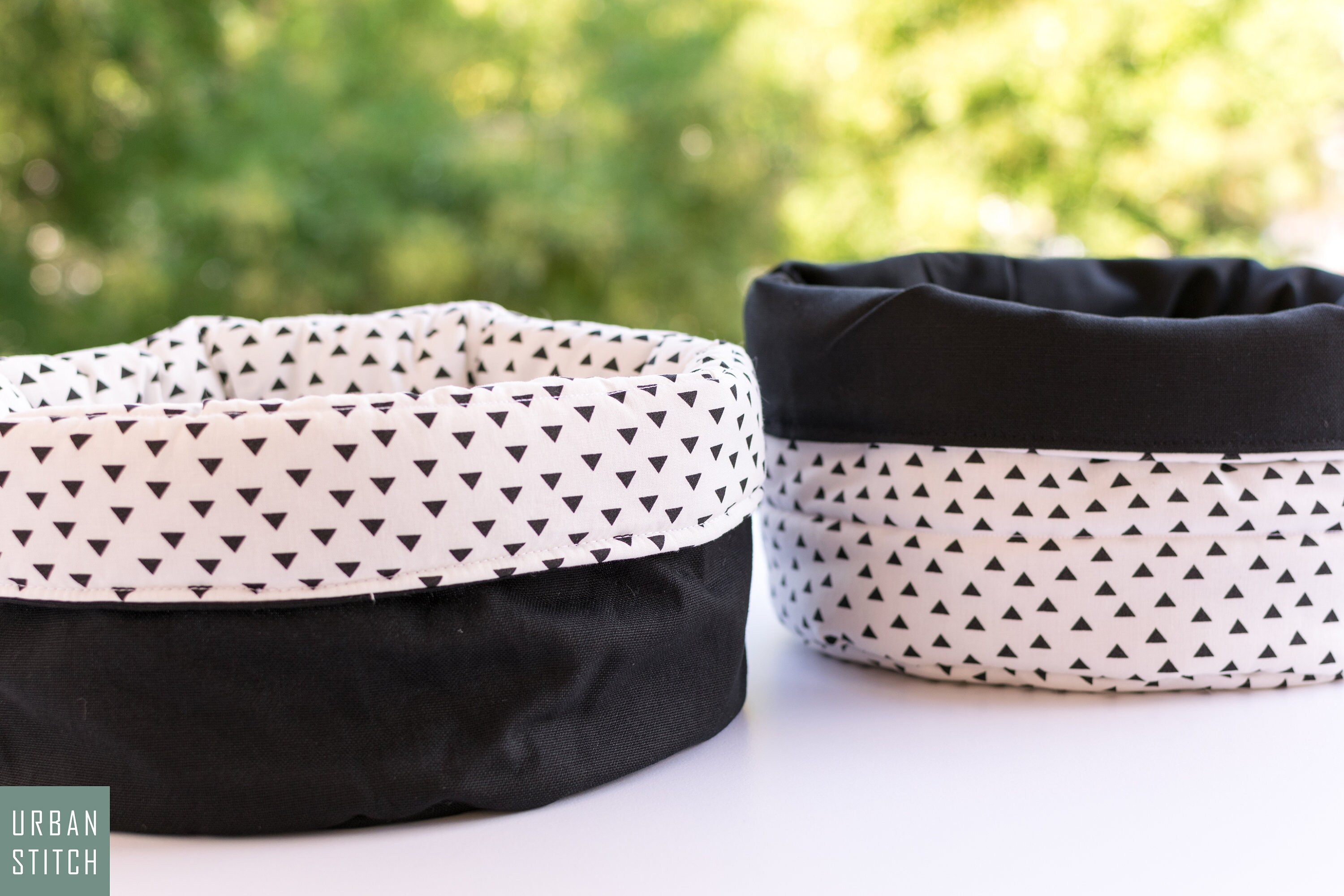 Round Fabric Basket - Reversible Storage Basket, Quilted Basket ...