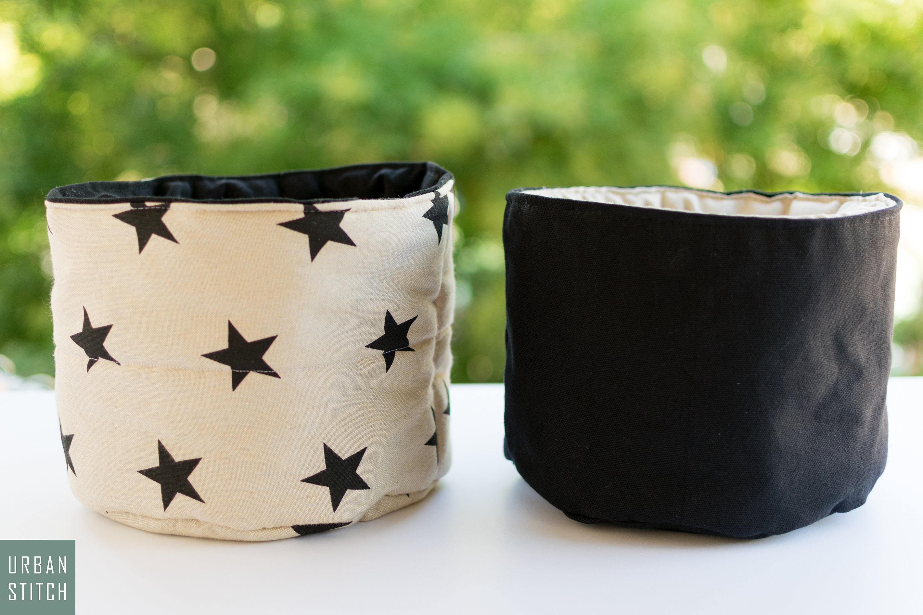 Round Fabric Basket - Reversible Storage Basket, Quilted Basket ...