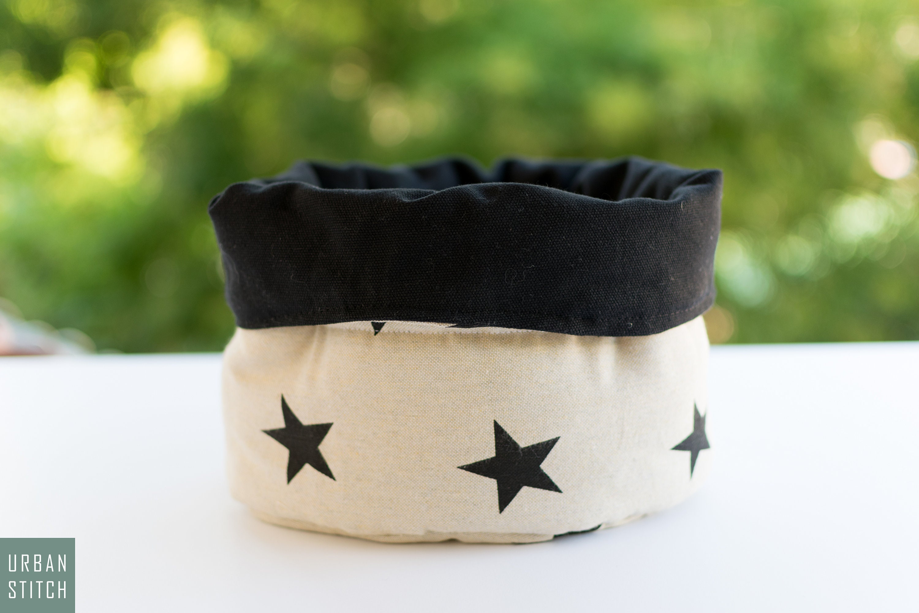 Round Fabric Basket - Reversible Storage Basket, Quilted Basket ...