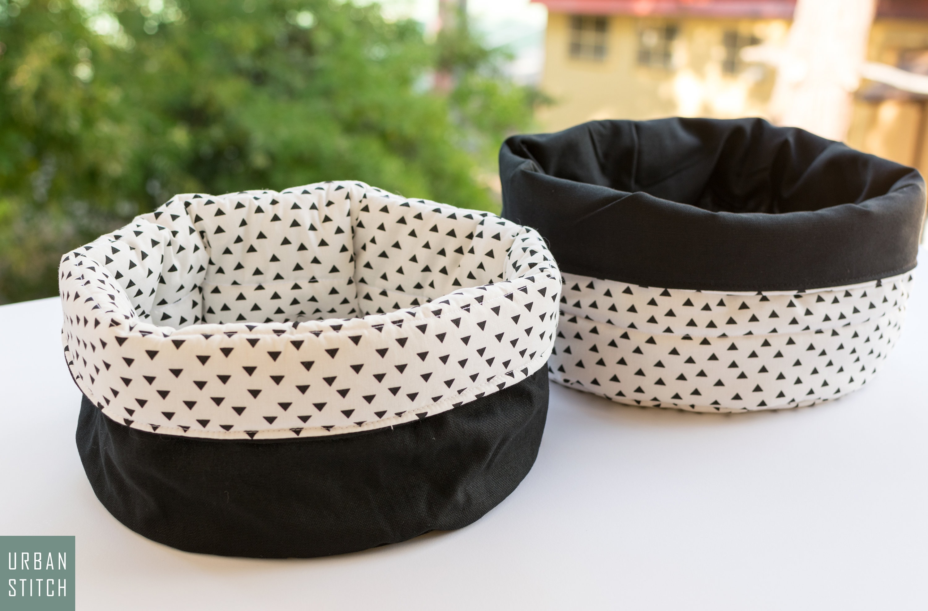Round Fabric Basket - Reversible Storage Basket, Quilted Basket ...