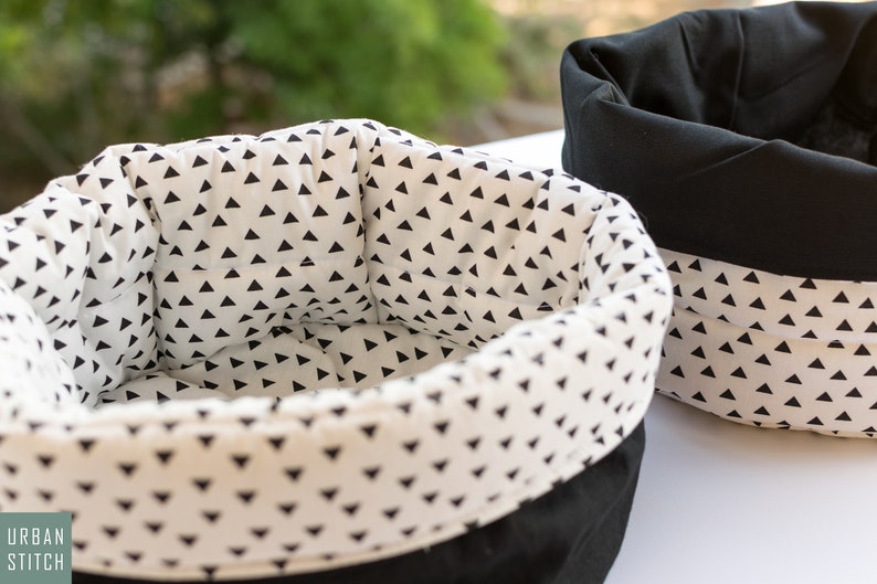 Round Fabric Basket - Reversible Storage Basket, Quilted Basket ...