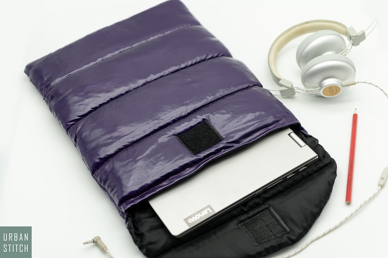Puffer Laptop Sleeve, Purple Vinyl MacBook Sleeve, Puffy iPad Sleeve ...