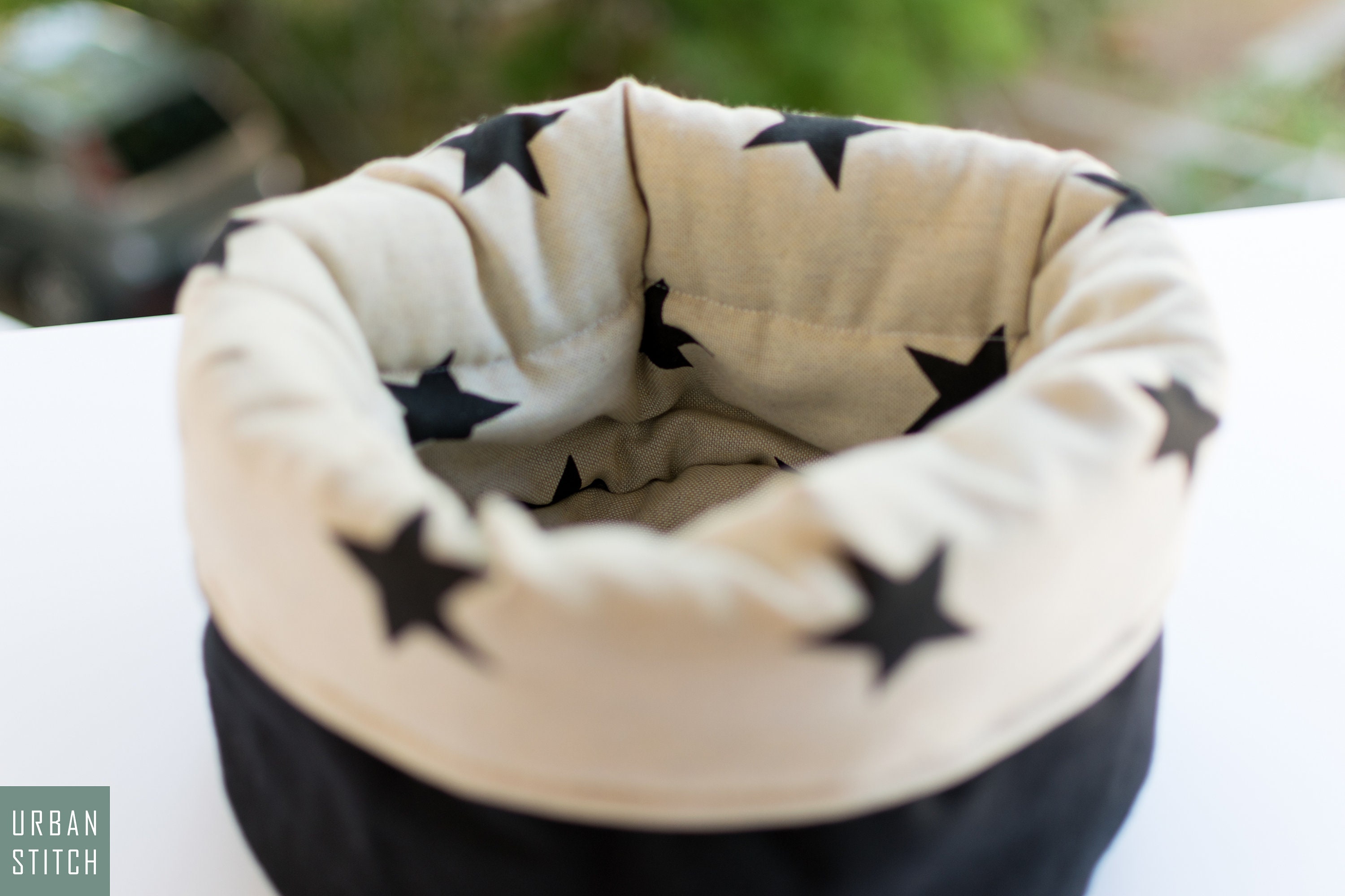 Round Fabric Basket - Reversible Storage Basket, Quilted Basket ...