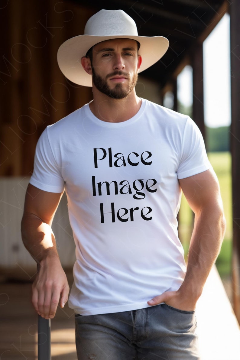 Cowboy Mockup Western Mockup Male Mockup Mens Tshirtmockup Male Mockup ...