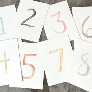 Hand Painted Watercolor Table Numbers, Wedding, Events, Double Sided - Etsy