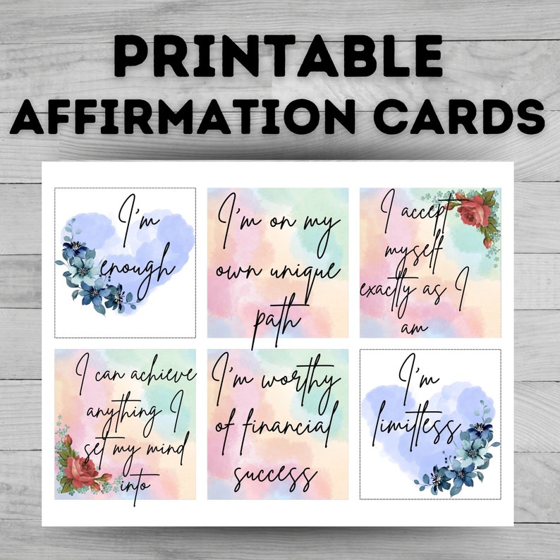 Affirmation Cards, Positive Quote Flash Cards, Affirmations Cards, Self ...