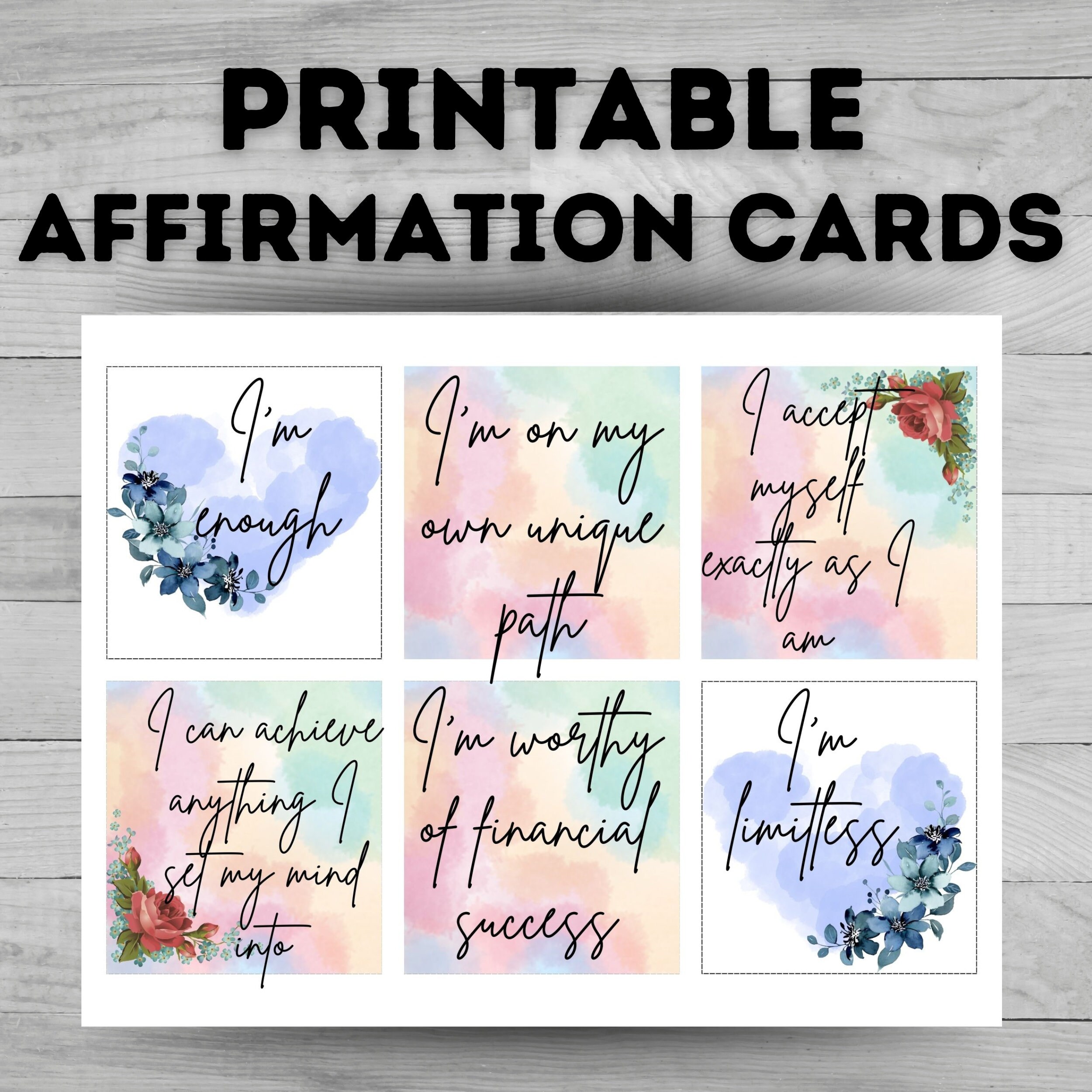 Affirmation Cards, Positive Quote Flash Cards, Affirmations Cards, Self ...