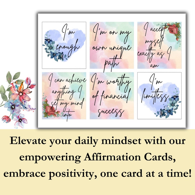 Affirmation Cards, Positive Quote Flash Cards, Affirmations Cards, Self ...