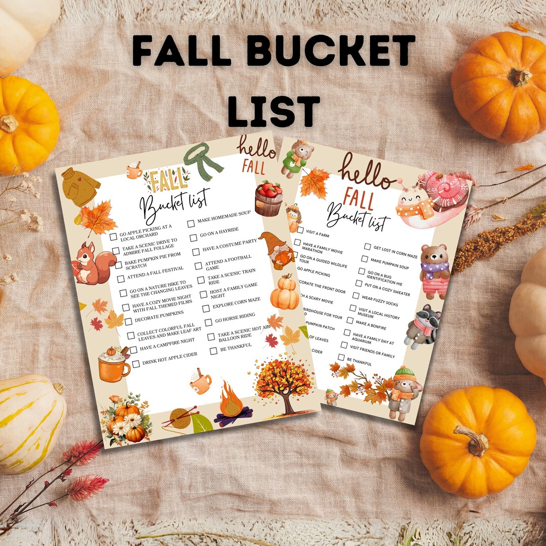 Fall Bucket List | Fall Bucket List Printable | Autumn Bucket List ...