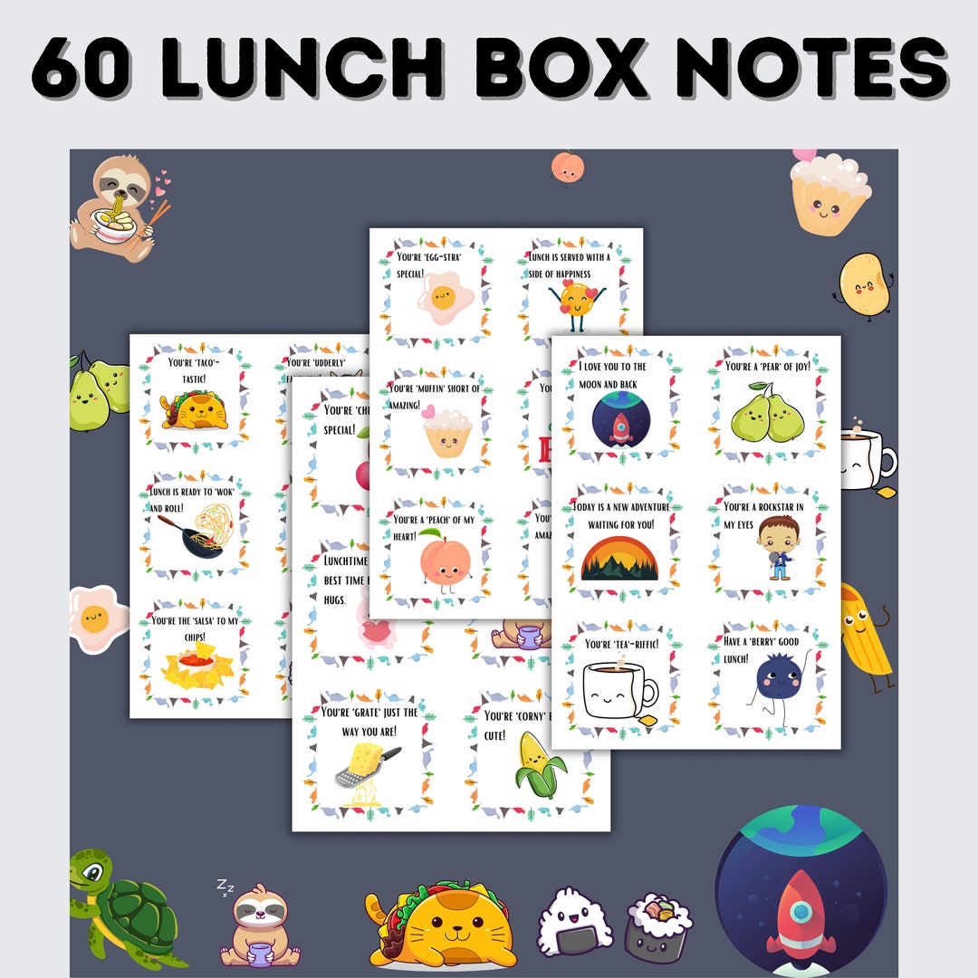 Lunch Box Notes | Printable Lunch Box Notes | Lunch Box Messages | Cute ...