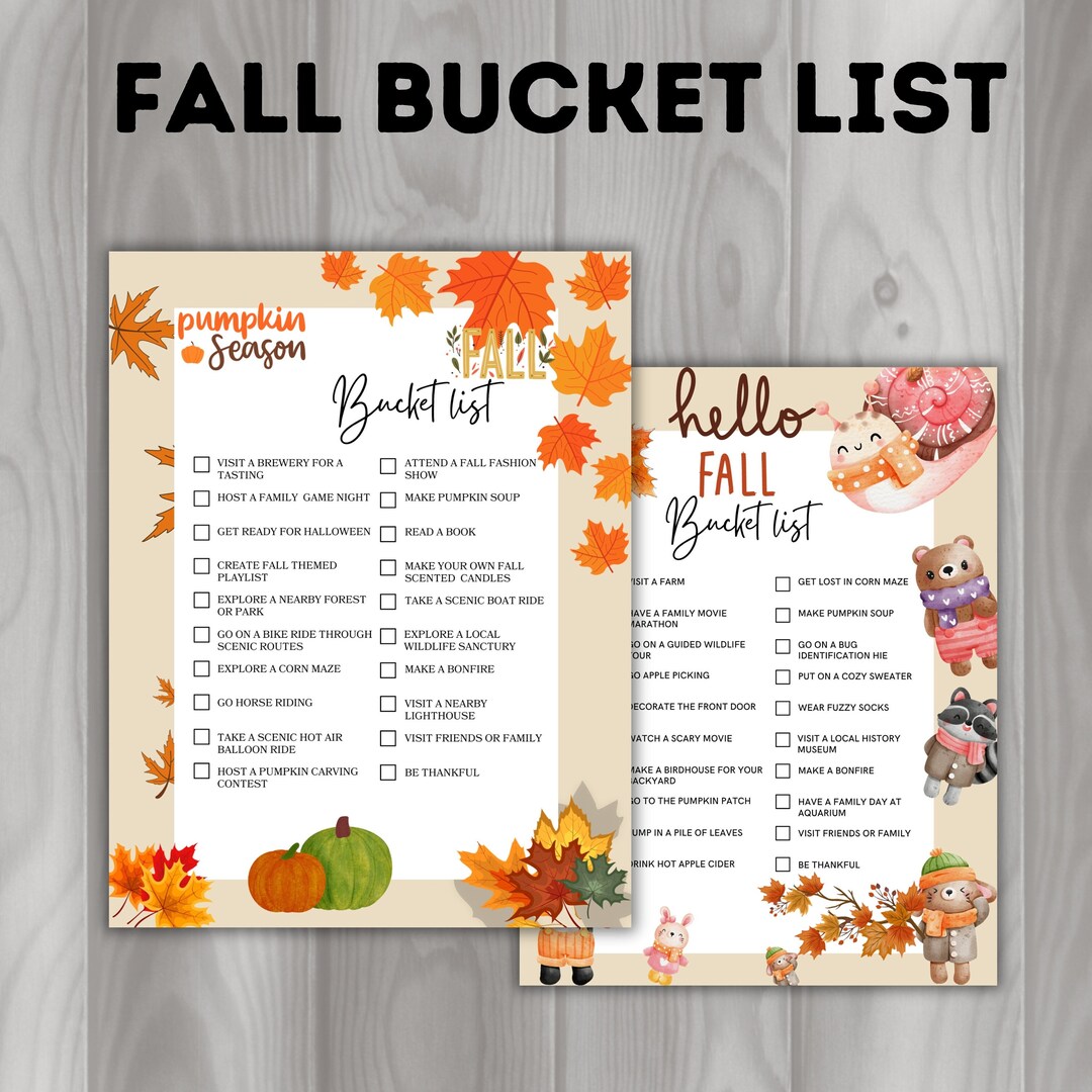 Autumn Bucket List | Fall Bucket List Printable | Fall Bucket List ...