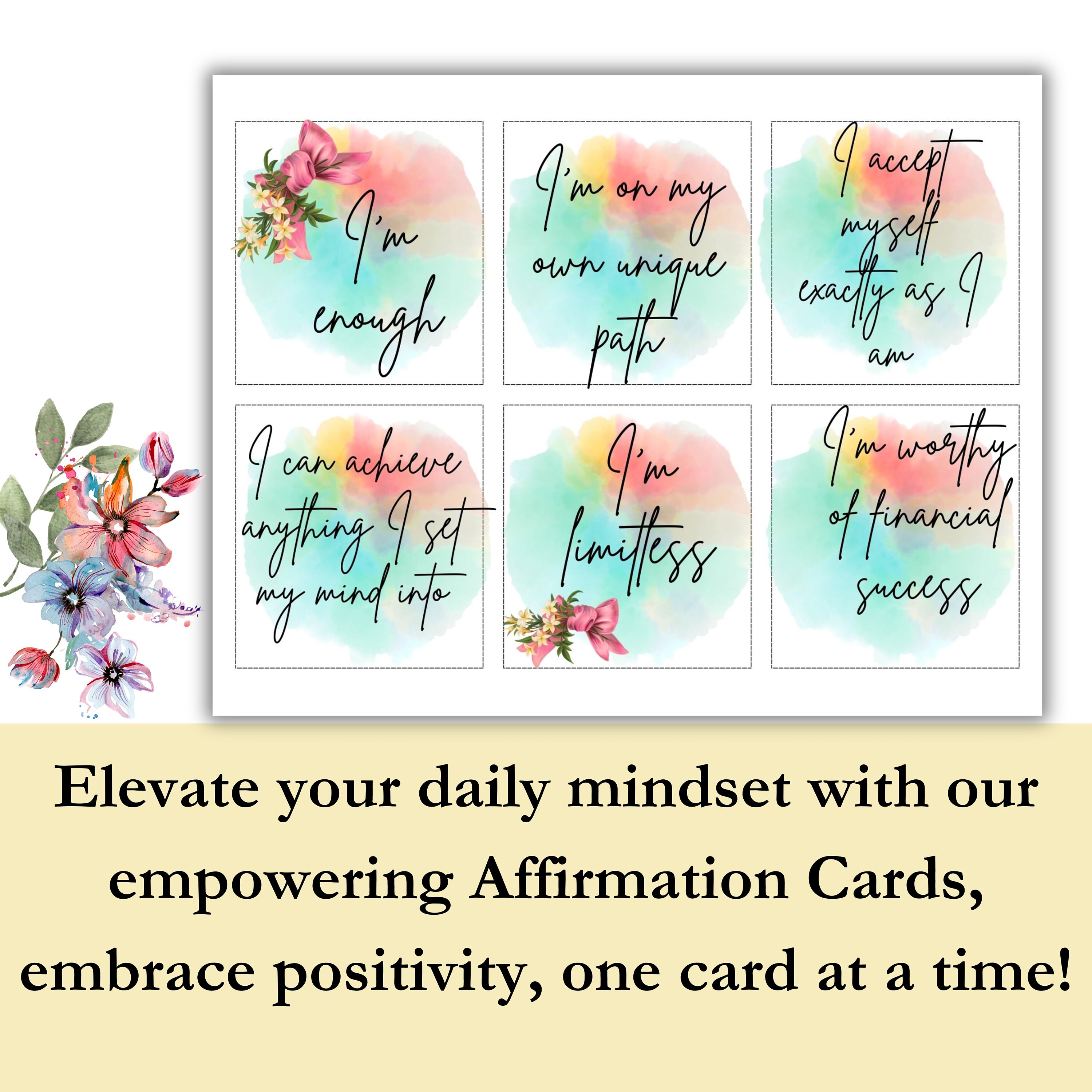 Affirmation Flash Cards, Positive Quote Flash Cards, Affirmations Cards ...
