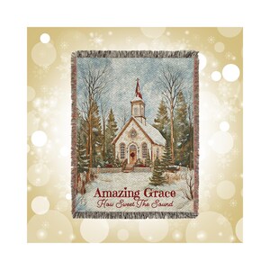 Woven Blanket Winter Scene Cozy Throw, Amazing Grace, Holiday Gift ...