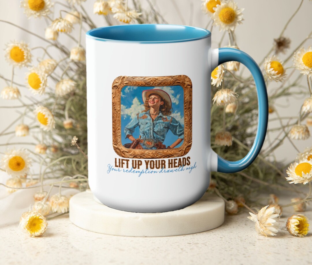 Vintage Cowgirl Christian Mug 15oz Two-tone Western Coffee Cup ...