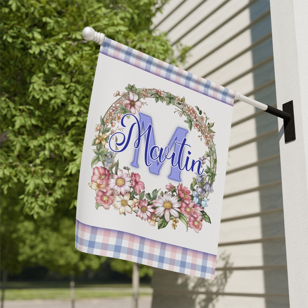 Personalized Monogram Flag, Garden Elegance, Custom Garden Accent Flag ...