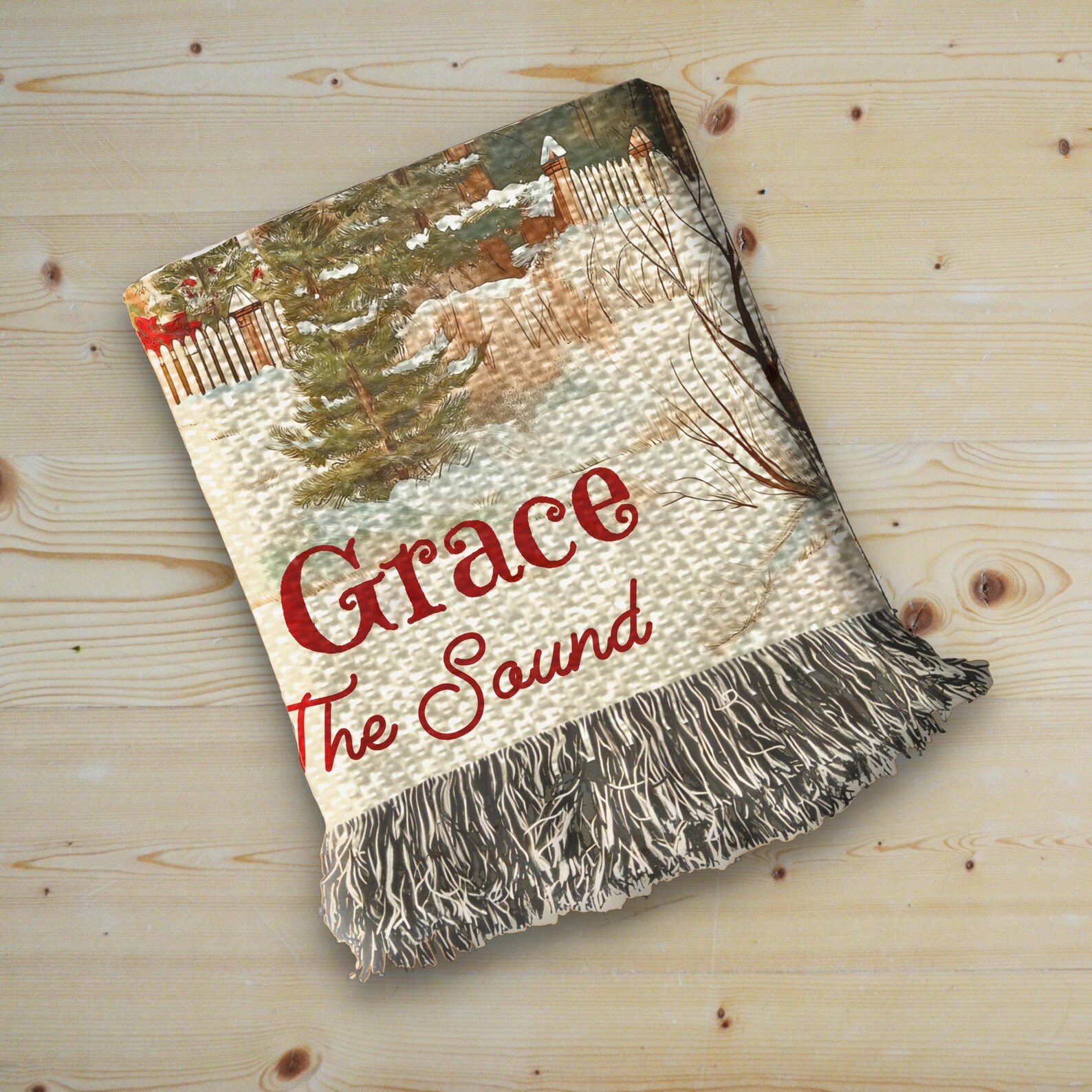 Woven Blanket Winter Scene Cozy Throw, Amazing Grace, Holiday Gift ...