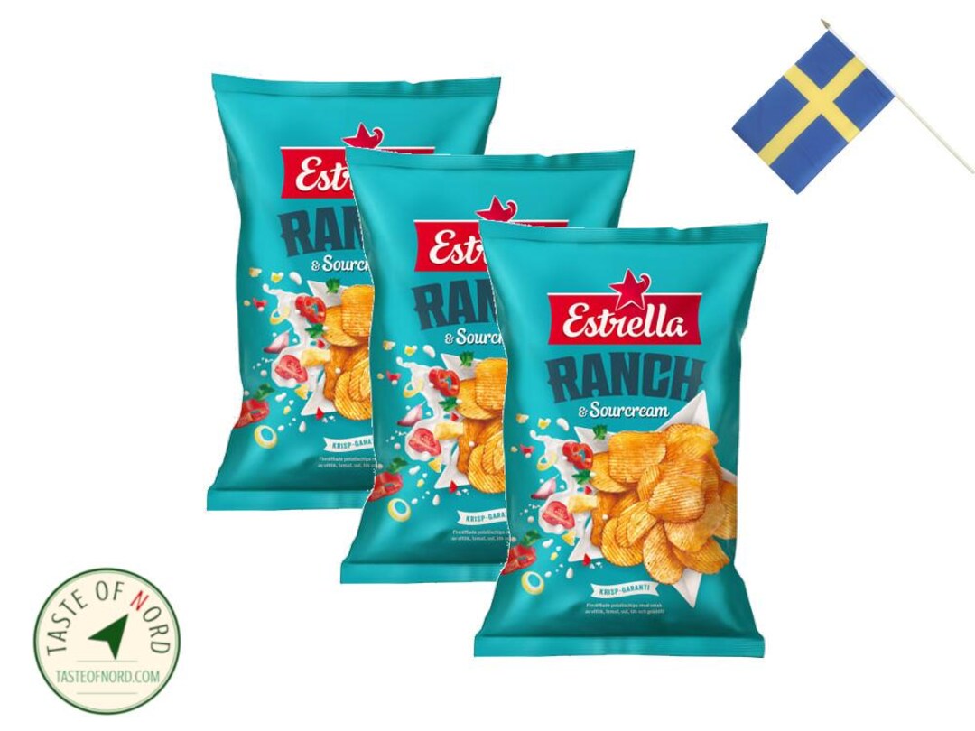 Estrella Chips Ranch/sourcream 275g X3 - Swedish Quality Snack - Etsy