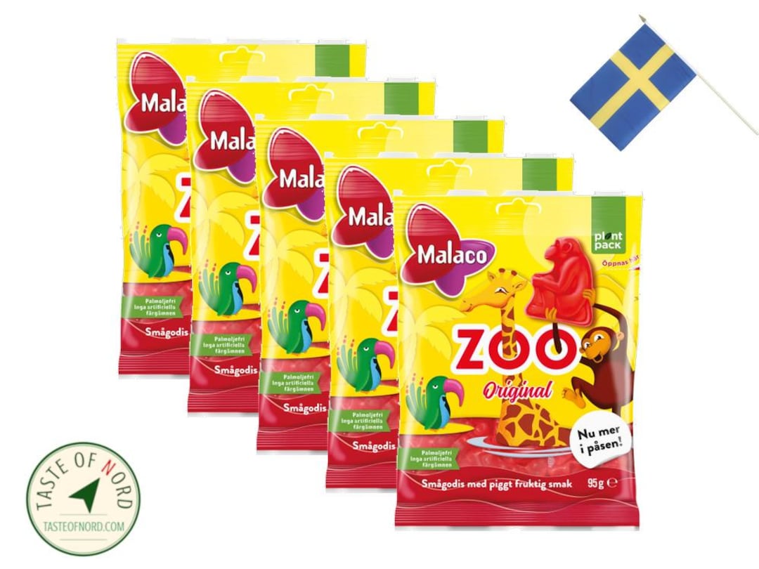 5x MALACO Zoo Candy 95g - Swedish Quality Fruity Treats for Parties 5 ...