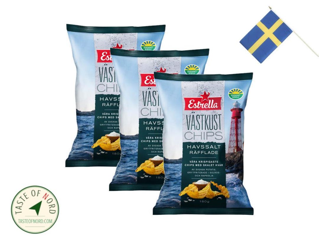 Estrella Swedish Sea Salt Chips: Västkustchips Räfflade - 3 Pack - Etsy