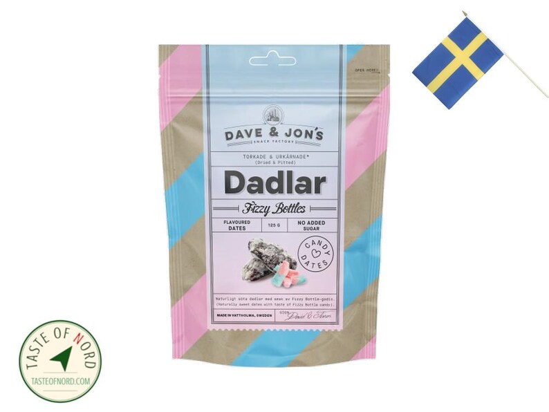 Dave and Jons Dadlar Fizzy Bottles 4x125g, Tangy & Sweet Fizzy Candy ...