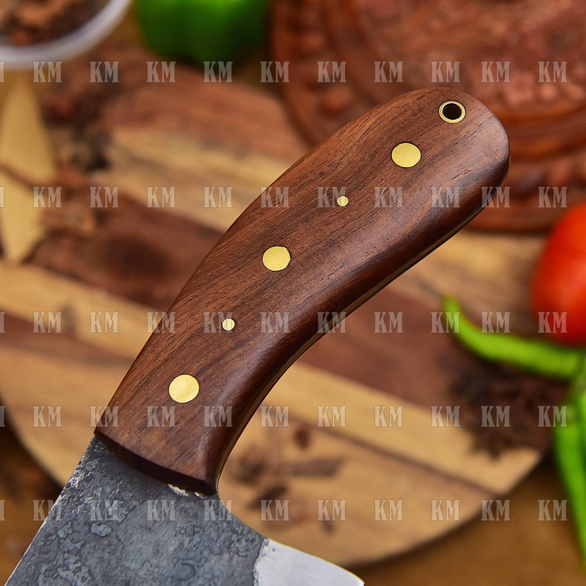 Curved Handle Full Tang Hand Forged Cleaver Kitchen Veggies Meat ...