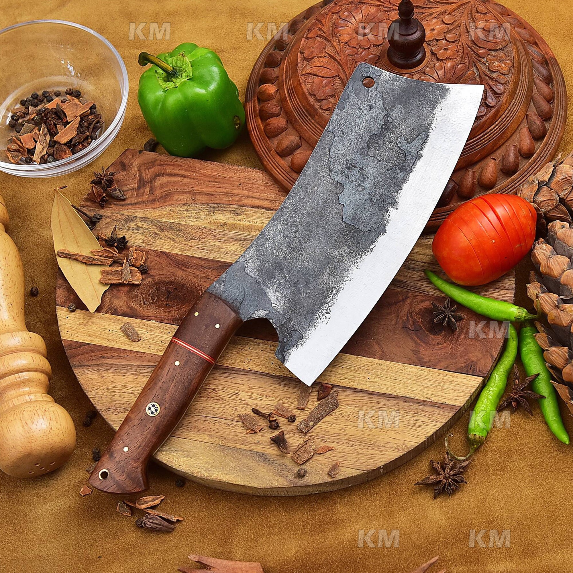Hand Forged Cleaver Knife Handmade Kitchen Chef Meat Slicing Cleaver ...
