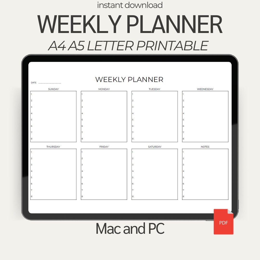 Weekly Planner Planner Template Printable Calendar Weekly Calendar ...