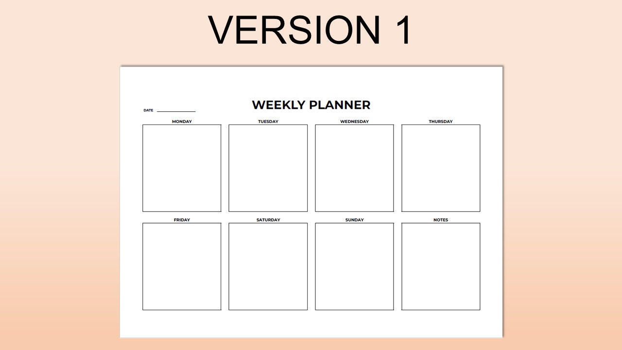 Printable Weekly Planner Weekly Organizer Log Minimum Weekly Schedule ...