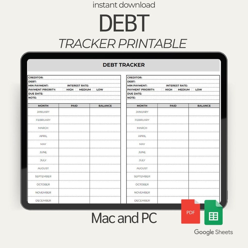 Debt Tracker Printable Debt Tracker Printable Debt Payment Tracker Google Spreadsheets Debt ...