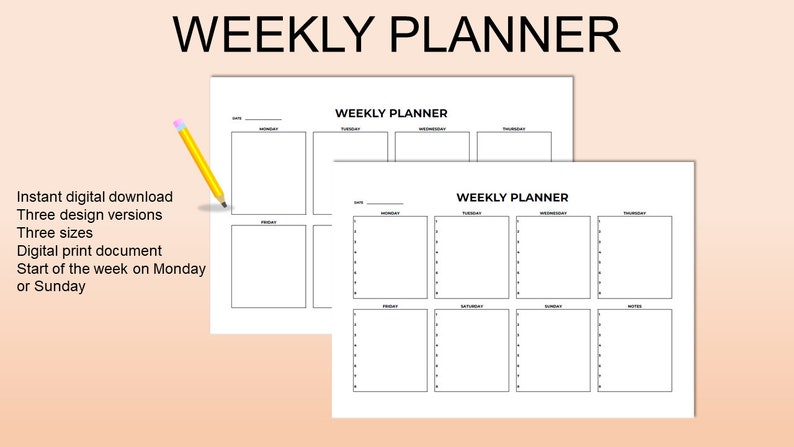 Printable Weekly Planner Weekly Organizer Log Minimum Weekly Schedule ...