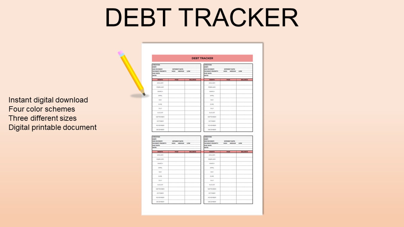 Debt Tracker Printable Debt Tracker Printable Debt Payment Tracker ...