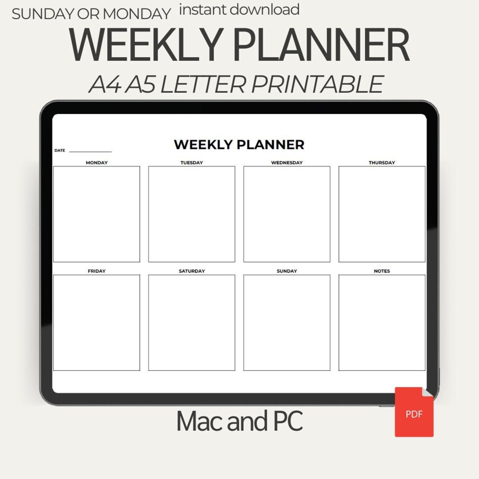 Printable Weekly Planner Weekly Organizer Log Minimum Weekly Schedule ...