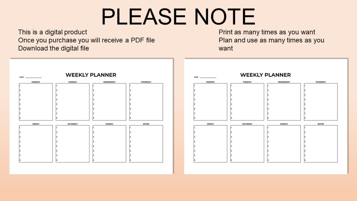 Printable Weekly Planner Weekly Organizer Log Minimum Weekly Schedule ...