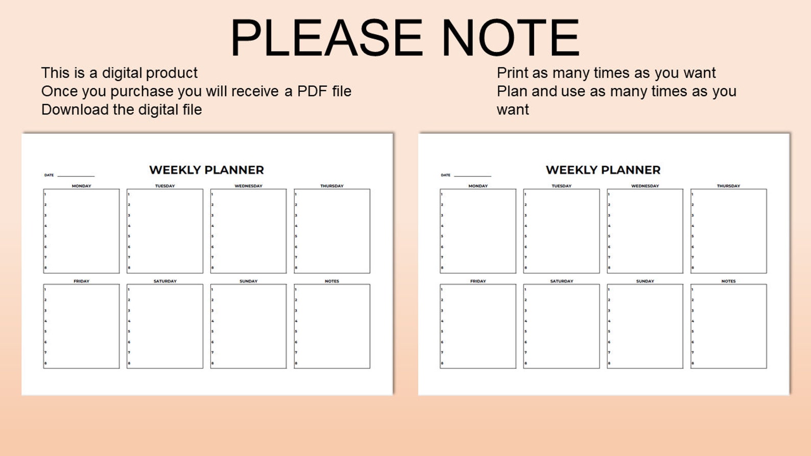Printable Weekly Planner Weekly Organizer Log Minimum Weekly Schedule ...