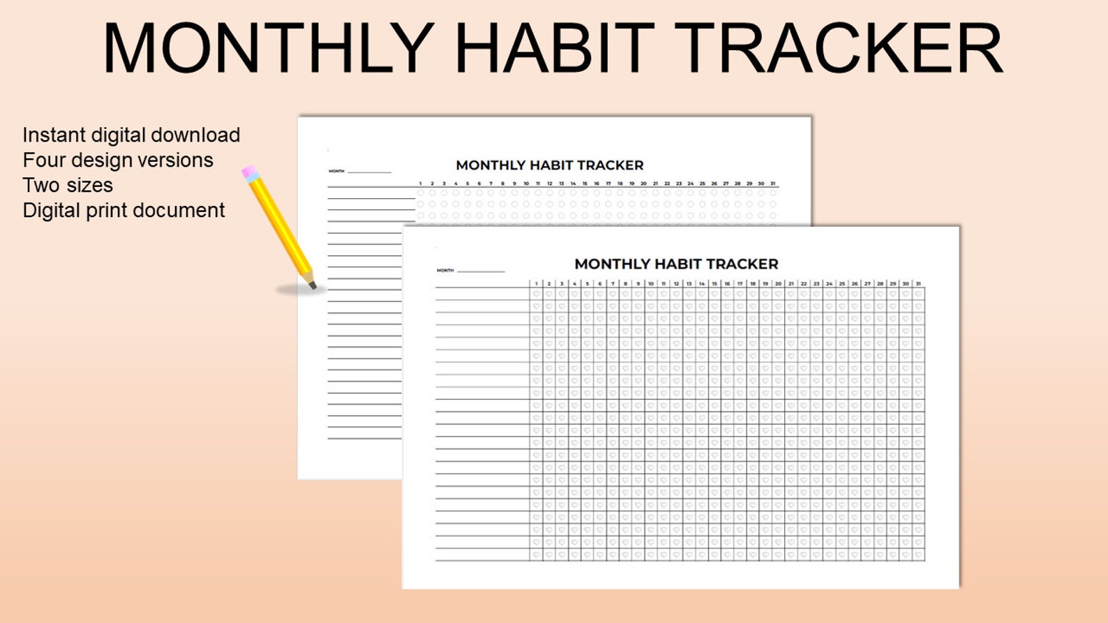 Printable Monthly Habit Tracker Monthly Habit Tracker Habit Tracker A4 ...