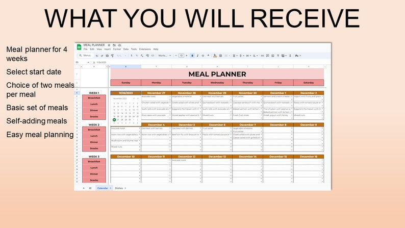Meal Planner | Google Spreadsheets | Digital Planner - Etsy