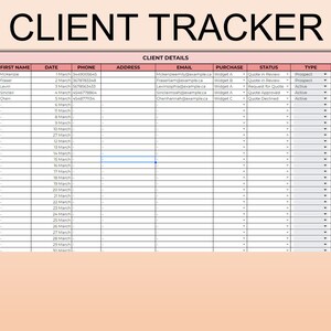Client Tracker | CRM Customer | Client Sheet | Google Spreadsheets ...