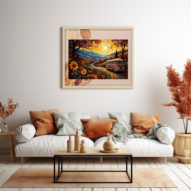 Psychedelic Sunflower Bus Digital Wall Art Print - Etsy
