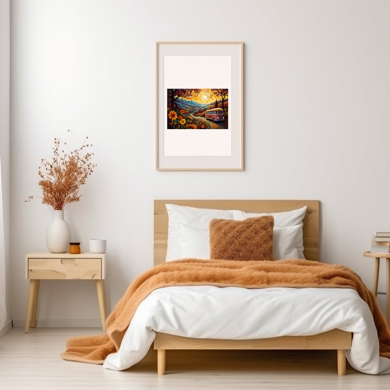 Psychedelic Sunflower Bus Digital Wall Art Print - Etsy