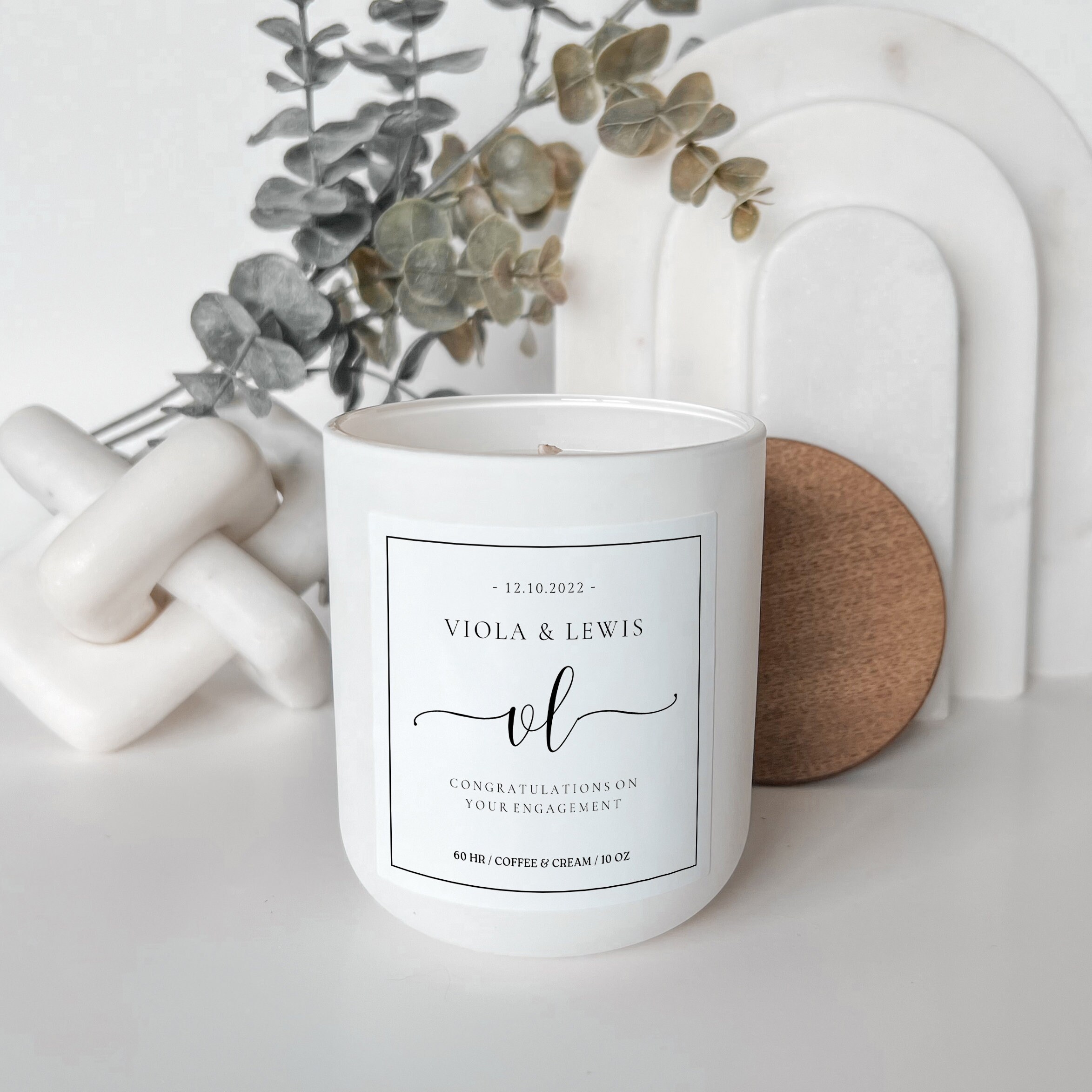 Custom Engagement Candle Gift Box, Personalized Wedding Anniversary Soy ...