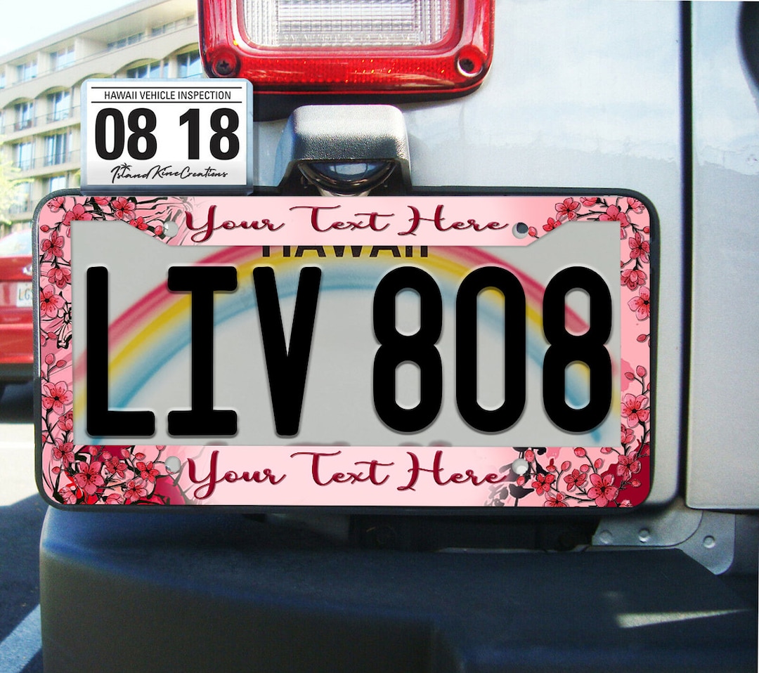 Pink Cherry Blossom License Plate Frame - Etsy