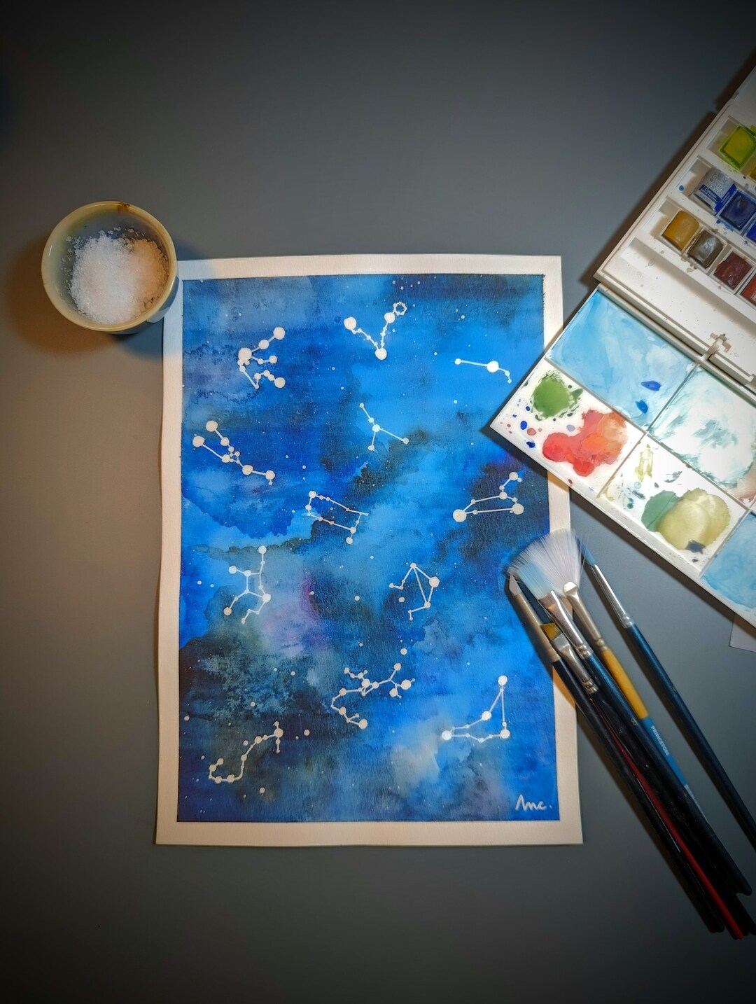 Original Watercolour Painting A4 Zodiac Constellations - Etsy