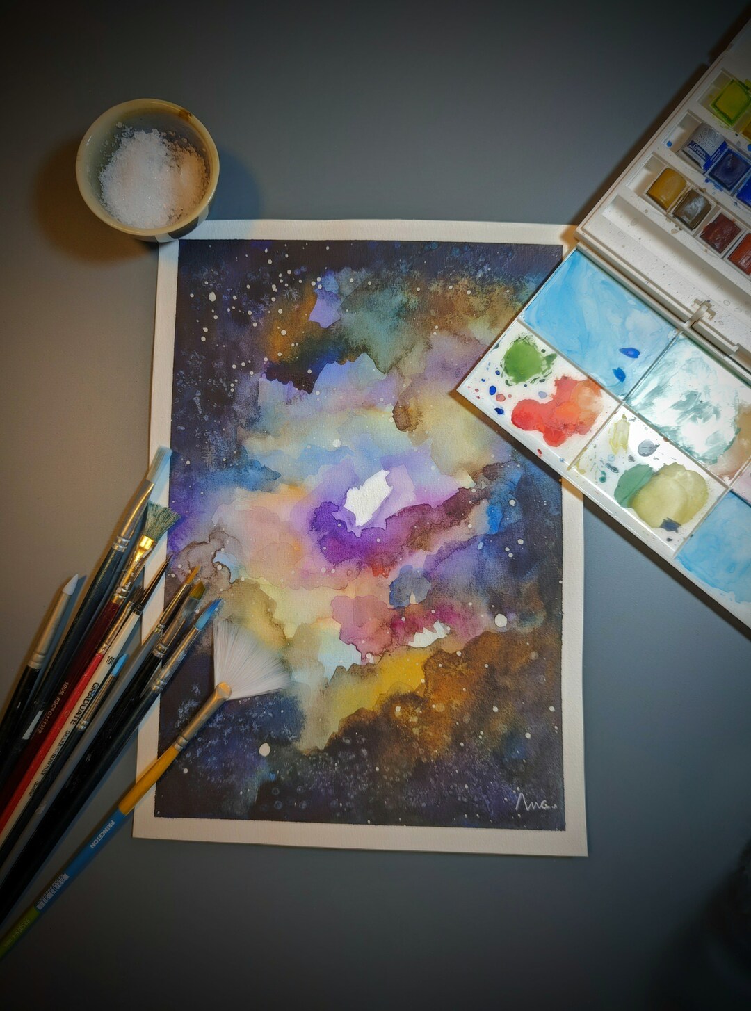 Original Watercolour Painting A4 Nebula Rainbow - Etsy