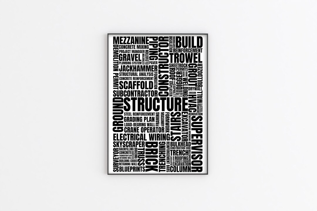 Architect and Civil Engineer Word Cloud Wall Art, Office Decor ...