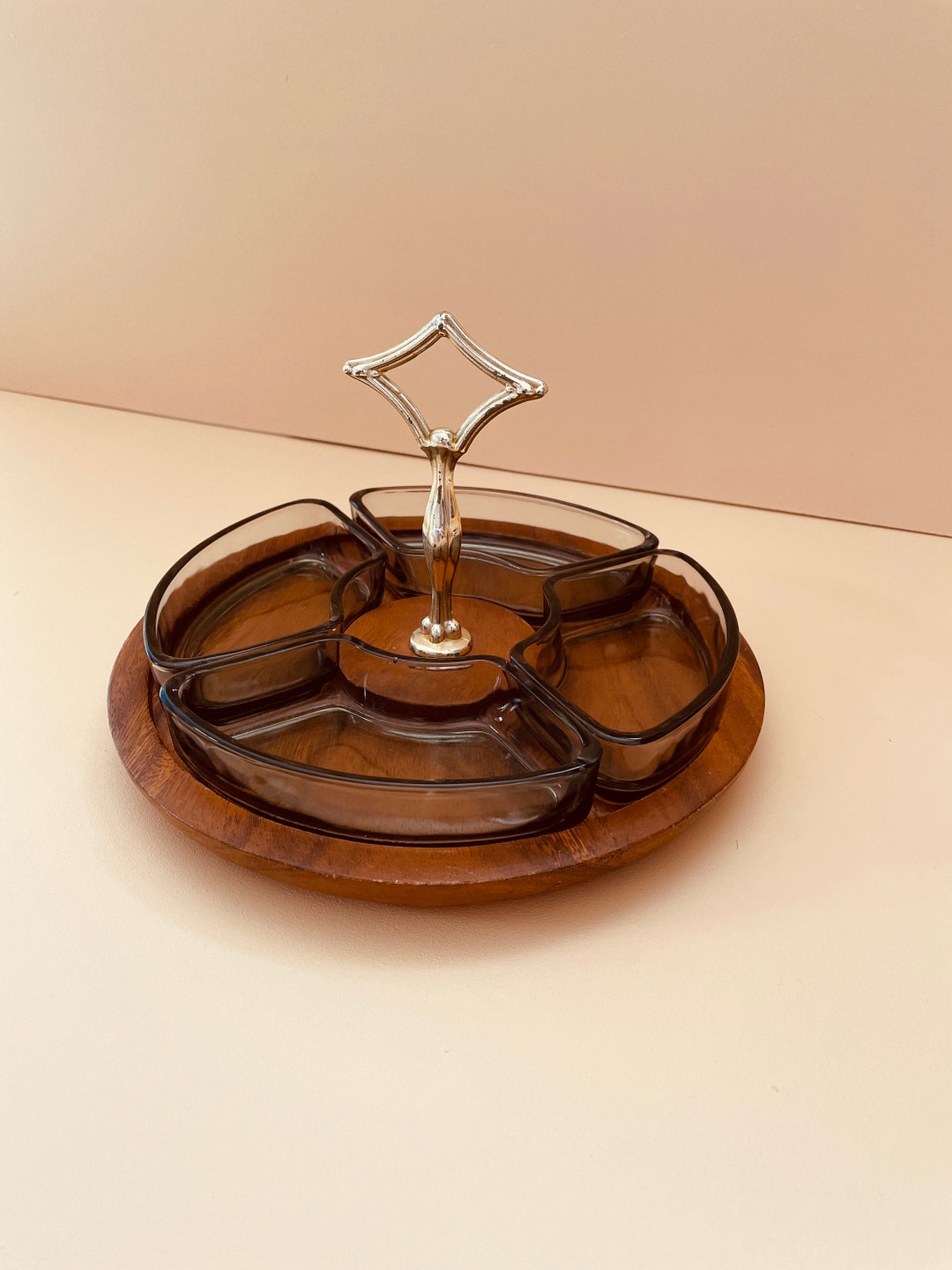 Wood Carrying Tray With Glass Divisions - Etsy