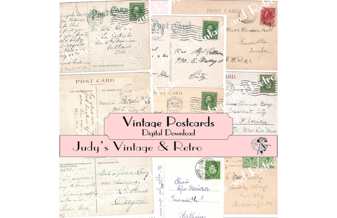 Antique Handwritten Postcards 1909-1920s – Printable Ephemera (digital ...
