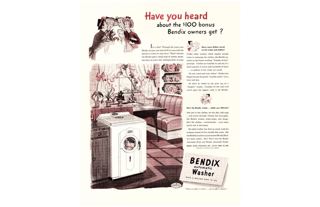 1947 Bendix Washing Machine Ad - Vintage Life Magazine (digital ...