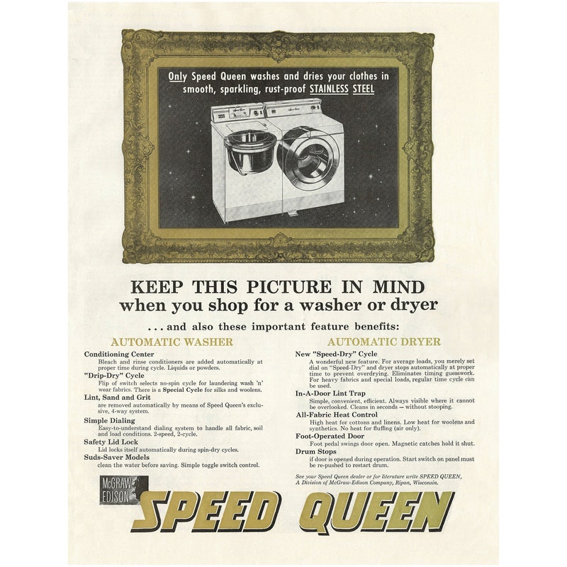 Vintage Speed Queen And - Etsy