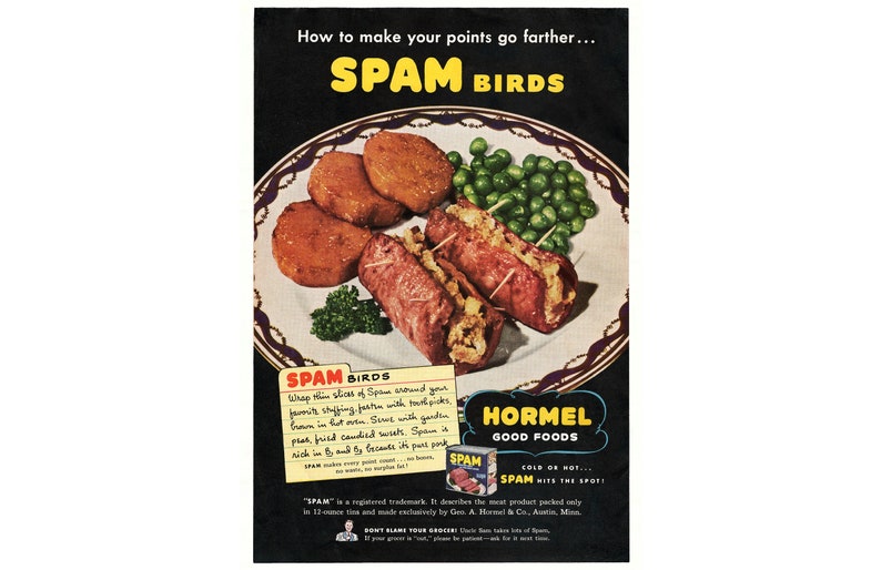 SPAM - Vintage 1944 Wwii-era Food Ad - Full Page Color - 300 Dpi ...