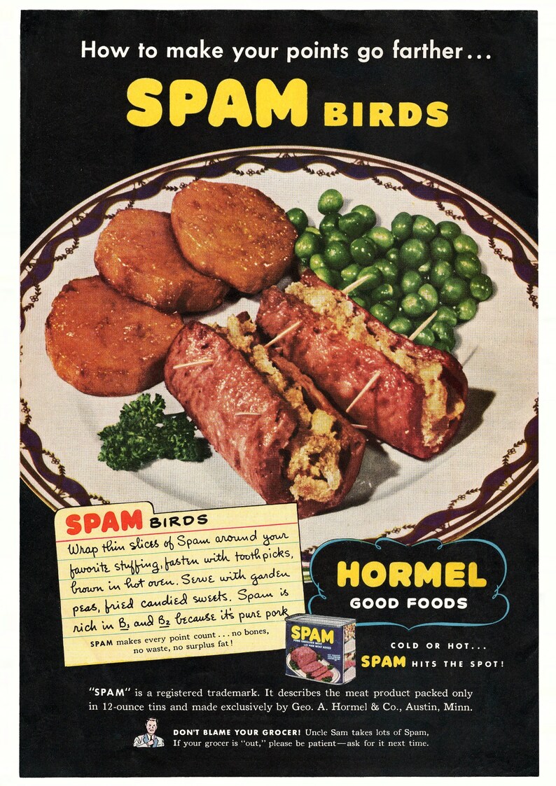 SPAM - Vintage 1944 Wwii-era Food Ad - Full Page Color - 300 Dpi ...